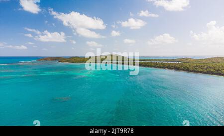 An aerial view of Playa Colora, Laguna Aquas Prietas and Las Cabezas ...