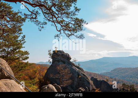 dovbush rocks landmark autumn season copy space Stock Photo - Alamy