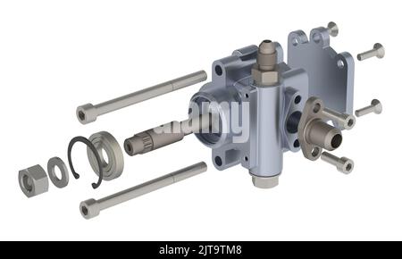 Power Steering Pump 3D rendering isolated on white background Stock ...