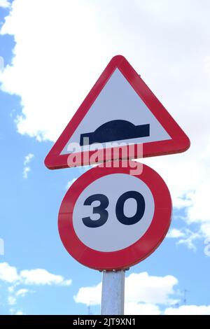 30 kilometers per hour speed limit sign on the street 30 kilometers per hour speed limit sign ...