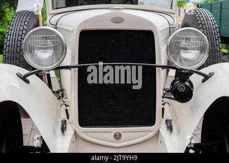 Beige soviet military ambulance GAZ-55 at Classic Soviet Car Exhibition ...