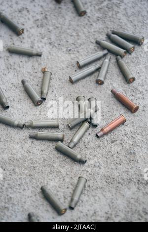 Loaded magazine and cartridges for a rifle on a rock background Stock ...