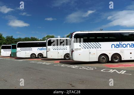 National Express coach, Sophia Gardens Coach station. Summer 2022 ...