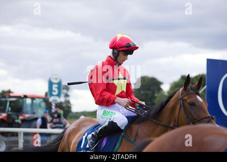 Jockey Jason Hart on Highfield Princess at York Races Stock Photo - Alamy