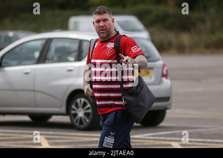 Brett Delaney of Hull KR arrives at Sewell Group Craven Park Stock ...