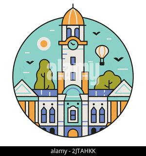 Museum or College Cultural Landmark Circle Icon Stock Vector Image ...