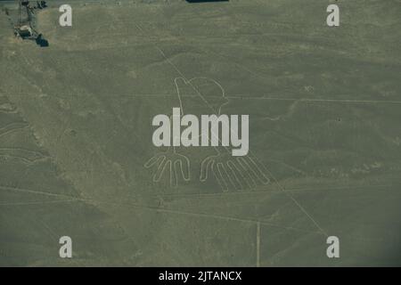 A beautiful shot of Nazca Condor Lines Geoglyphs in the Nasca desert ...