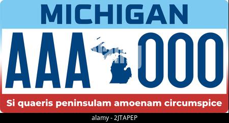 Michigan car license plate, United States of America, letters, numbers ...