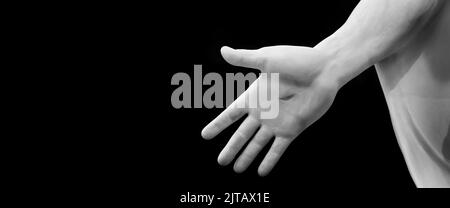Detail of sculpted art of hand of Jesus with wound nail mark from ...