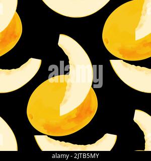 Seamless pattern with iIllustration a watermelon slices on a blue ...