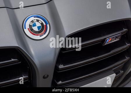 BMW 50 Years of M heritage bonnet badge Stock Photo - Alamy