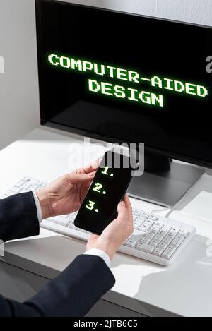 Writing displaying text Computer Aided Design. Business showcase CAD ...