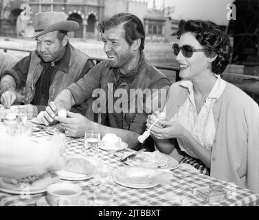 CLARK GABLE AVA GARDNER and BRODERICK CRAWFORD on set candid during filming of LONE STAR 1952 ...