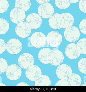 Planet earth engraved seamless pattern. Vintage sphere of world in hand ...
