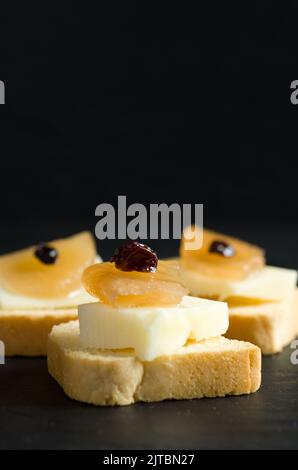Delicious Mini Crackers with Apple, Cheese and Raisins Horizontal Stock ...