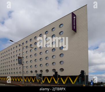 Unusual design at Premier Inn, Cardiff Bay. Cardiff, summer 2022 Stock ...