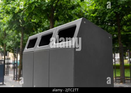 trash container on city street Stock Photo - Alamy