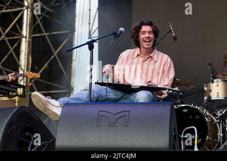 The hawaian artist Eli Smart perform live with the band in Turin during ...