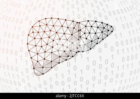 Liver polygonal symbol with binary code background. Hepatitis concept ...