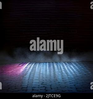 Empty wall background, basement, neon light Stock Photo - Alamy