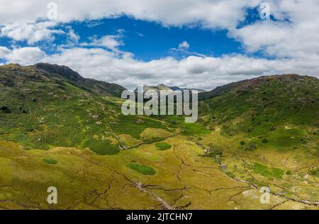The amazing landcape of the Lake District National Park - aerial view ...