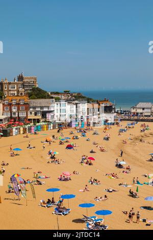 England, Kent, Broadstairs, High Angle View of Broadstairs Beach ...