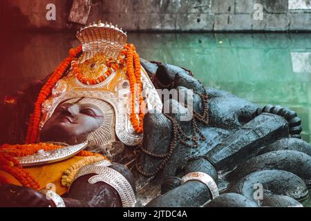 Black Basalt lord Vishnu, the sleeping statue, as seen in the ...