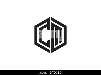 Hexagon letter C M CM logo design. Digital technology pixel initial CM ...