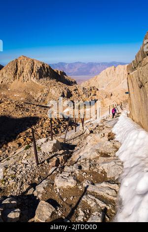 Hiker on the switchbacks on the Mount Whitney Trail, John Muir ...