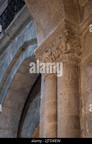 Byzantine column with elaborately carved capitals, decorated with ...