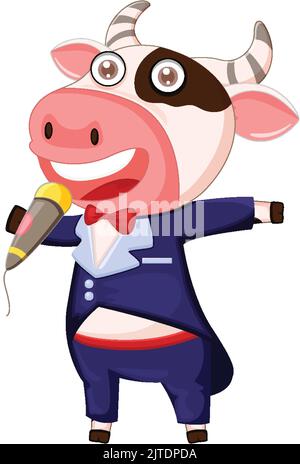 A cow singing cartoon character illustration Stock Vector Image & Art ...