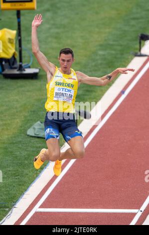 Thobias Montler of Sweden competing in the men’s long jump final at the ...