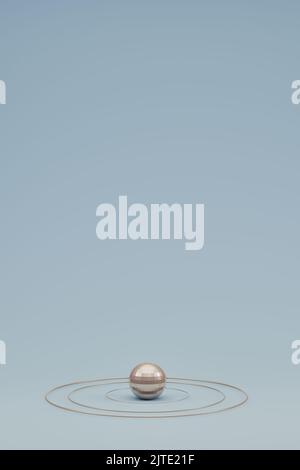 glowing metallic geometric shapes on light blue background, 3d render ...