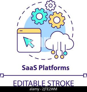 SAAS concept flat infographic with software as a service symbols vector ...