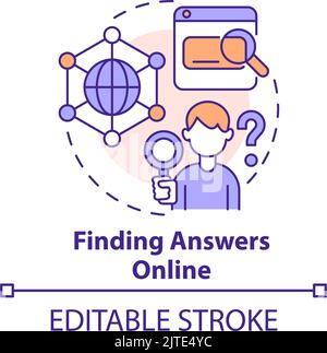 Searching answers line icon, concept sign, outline vector illustration ...