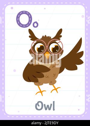 Educational English word card of Owl illustration Stock Vector Image ...