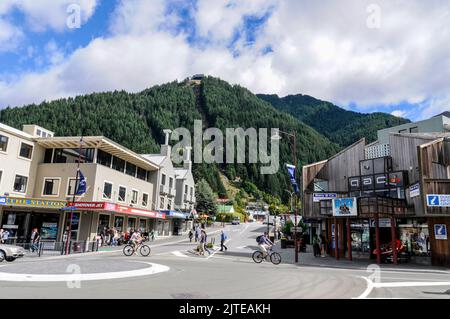 One of the main shopping streets, is Camp Street in Queenstown in Otago ...