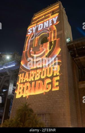 Projections on the southwest pylon of the Sydney Harbour Bridge ...