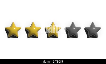 3d rendering of a review icon and rating stars showing feedback Stock Photo - Alamy