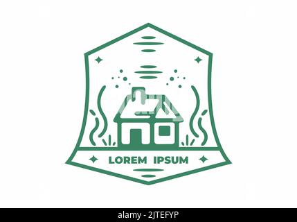 Simple and small house monline art illustration design Stock Vector ...