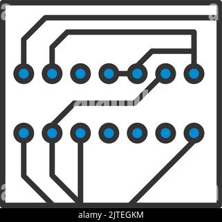 Circuit Board Icon. Editable Bold Outline With Color Fill Design ...