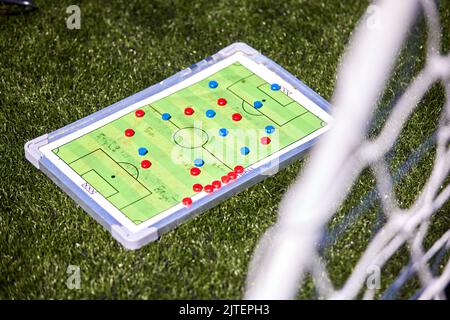 Football skills children being coached on astro turf pitches Stock ...