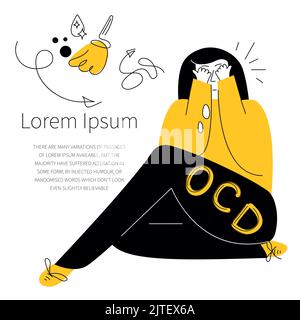 OCD symptoms, women has fear and intrusive thoughts for obsessive wash ...