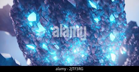 Large blue crystals close-up. Crystal Apatite, quartz, topaz ...