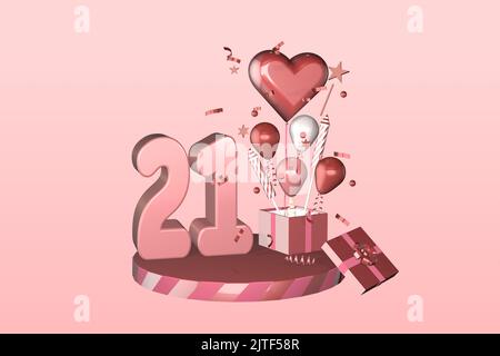 3D rendered background display suitable for 21 21st birthday background ...