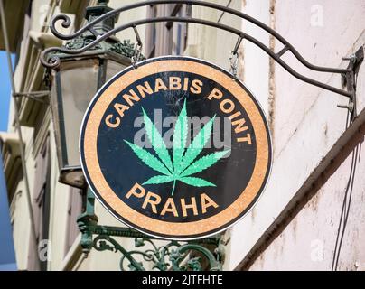 Cannabis Point, Weed Store Prague with sign for Marihuana and ATM ...