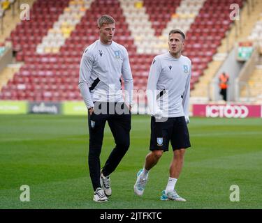 Will Vaulks #4 of Sheffield Wednesday inspects the pitch before the Sky ...