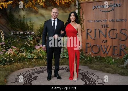 Jeff Bezos and Laura Sanchez attending the global premiere of The Lord ...