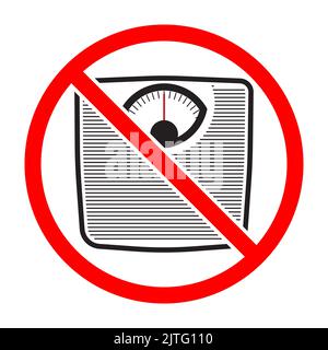 Weighing scale ban sign. Weighing scale is forbidden. Set of red ...