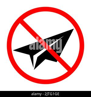 No paper plane sign. Paper plane is forbidden. Prohibited sign of plane ...
